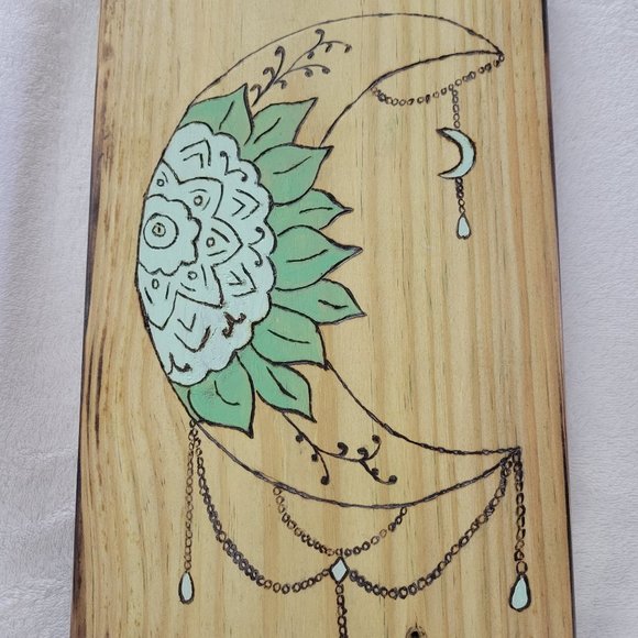 Wall Decor | Celestial Floral Hand Painted Pyrography Wall Art | Poshmark